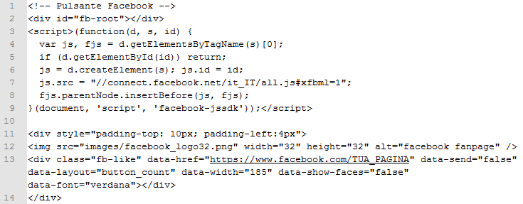 Aggiungere un pulsante like facebook senza usare estensioni - Joomla.it ...