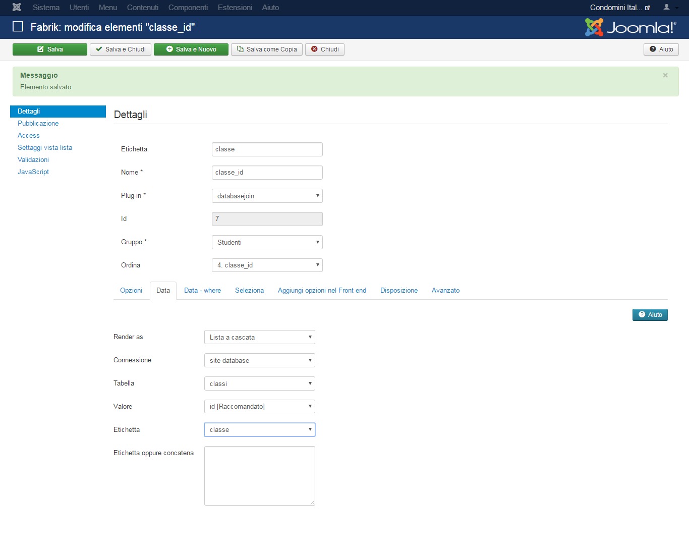 Gestione di database relazionali con Fabrik - Joomla.it supporto Italiano